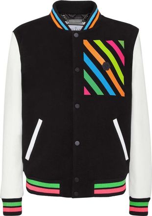 Philipp Plein Homme, Vestes, Noir, Taille: L Veste Varsity en laine et nappa