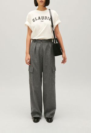 Claudie Pierlot Pantalon cargo gris clair