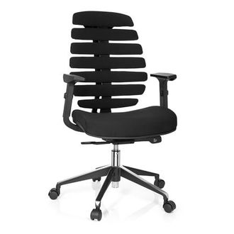 hjh OFFICE Profi Bürostuhl Ergo LINE II Stoff Schwarz, ergonomischer Drehstuhl, GS geprüft, TÜV Süd nach DIN EN 1335-1, 1335-2