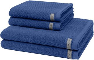 ROSS 4 teiliges Frottier-Set - Smart (2 X Handtuch 2 X Duschtuch im Set) - 520 g/m2 - Baumwolle - Frottee - saugstark - weich und flauschig - Royalblau