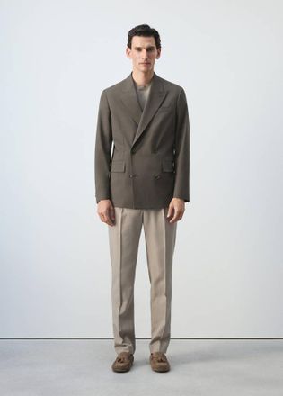Mango Veste de costume Boston coupe regular crois&eacute;e marron moyen - Homme - 46 - MANGO MAN