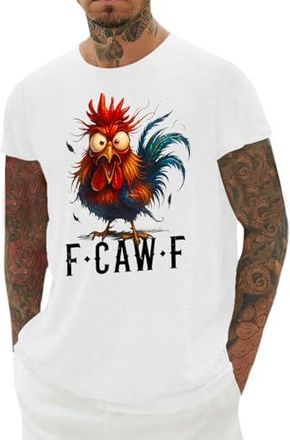 Generic T-shirt amusant pour homme - T-shirt &agrave; col rond &agrave; manches courtes avec coq humour tendance, d&eacute;contract&eacute;, tendance, t-shirt amusant pour tous les jours