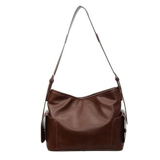 Generic Sac &agrave; bandouli&egrave;re en forme de croissant en polyur&eacute;thane multi-poches avec poign&eacute;e sur le dessus - Couleur unie - Grand sac pour femme - Pour le travai
