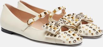 Valentino Garavani Ballerines Mary Jane Bowow en cuir à ornements