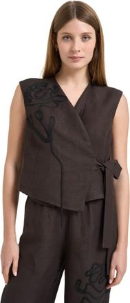 Liviana Conti Femme, Vestes, Brun, Taille: 38 FR Top ricamo