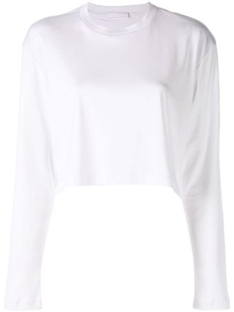 Wardrobe.NYC Langarmshirt im Cropped-Design - Wei&szlig;