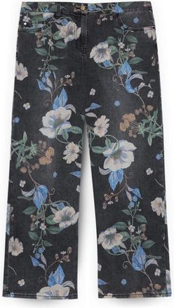 Fiorella Rubino Femme, Jeans, Noir, Taille: 44 FR Jean Cropped &agrave; Imprim&eacute; Floral