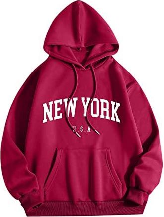 Generic Nouveaux sweats &agrave; capuche mignons New York USA pour hommes - Confortables avec cordon de serrage, graphique, avec capuche - Sweats de mode pour univer
