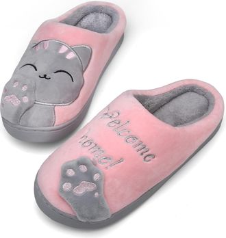 Mishansha Winter Hausschuhe Herren Baumwolle Damen Pantoffeln Plüsch Gefüttert Warm Slippers Rosa 37/38 EU (Herstellergröße 38/39 EU)