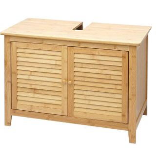 Mendler Mendler - Meuble sous &eacute;vier HWC-B18, meuble sous vasque, armoire, salle de bain, bambou 60x80x40cm