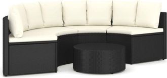 vidaXL Salon de jardin 5 pcs avec coussins R&eacute;sine tress&eacute;e Noir vidaXL