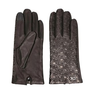 Calvin Klein Re-Lock Lederhandschuhe - - Accessories - Damen - Schwarzk - S/M