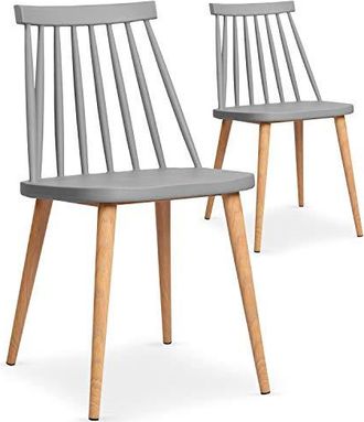 Menzzo Trouville Set mit 2 skandinavischen St&uuml;hlen Grau
