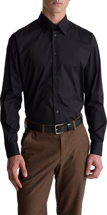 Benetton Herren Camicia 551muq049 Hemd, Schwarz, Large