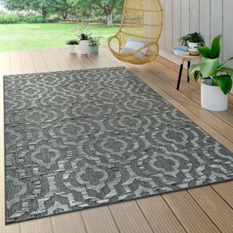 Paco Home Paco Home - Tapis Int&eacute;rieur & Ext&eacute;rieur Terrasse Et Balcon R&eacute;sistant Aux Intemp&eacute;ries Moderne Motif G&eacute;om&eacute;trique 200x290 cm, Gris 3