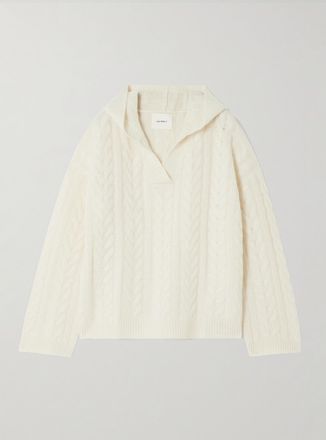 Lisa Yang Kapuzenpullover Aus Kaschmir In Zopfstrick - Creme