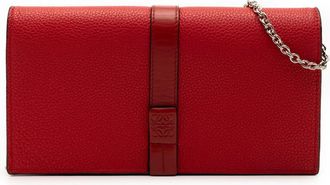 Loewe Hobo Bags - Pebbled Calfskin Wallet on Chain - Gr. unisize - in Rot - f&uuml;r Damen