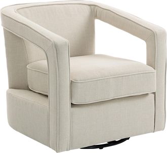 HOMCOM Sessel Wohnzimmer 360&deg; drehbar Loungesessel Relaxsessel mit einteilig R&uuml;ckenlehne und Armlehnen Polstersessel Lesesessel mit Leinenoptik, Polsterstuhl