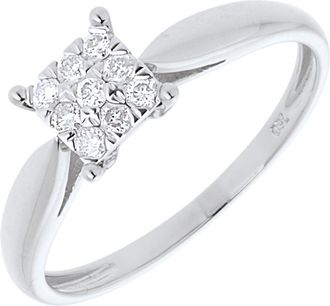 Edenly Ring Diamantwürfel in Weißgold - 9 Diamanten