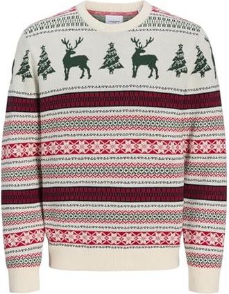 Jack & Jones Jjxmas Noel Knit Crew Neck Pls, Vert foncé, 4XL Homme