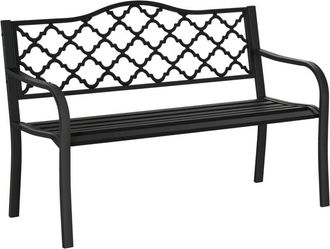 OUTSUNNY Banc de jardin 2 places style r&eacute;tro dim. 128 x 58,5 x 89 cm acier fonte noir