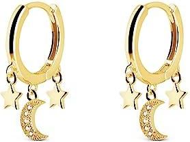 Singularu Boucles doreilles Midnight Sky. Argent 925 avec finition plaqué or 18 kt et zircons. Fermoir créole. Bijoux pour femme