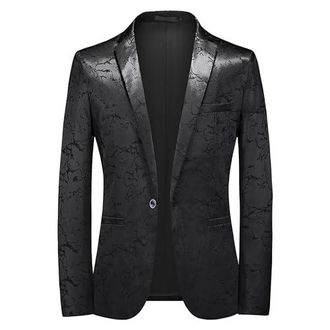 Generic Veste de smoking &agrave; motif floral &agrave; 1 bouton pour homme, coupe ajust&eacute;e, revers crant&eacute;, blazer de costume, veste de sport, manteau pour mariage, d&icirc;ner, b