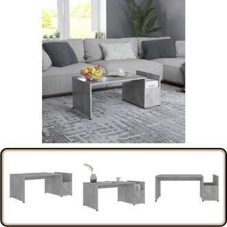 vidaXL Table basse Gris béton 90x45x35 cm bois dingénierie - Table Basse - Meuble Salon - Table Dappoint - Table Ronde - Style Moderne