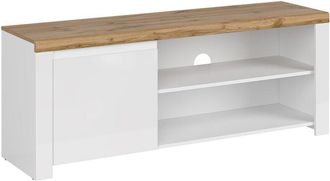 Konsimo Konsimo - damino Lowboard, Glas Wei&szlig;/Eiche Wotan Dekor