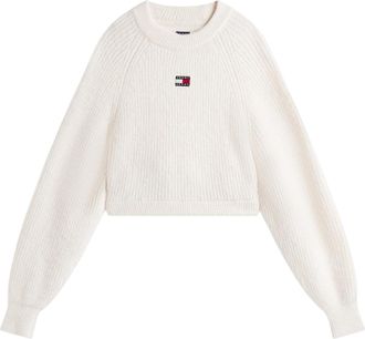 Tommy Jeans Pullover Top f&uuml;r Damen, Raglan lang&auml;rmelig (Antikwei&szlig;)