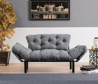 Dmora Schlafsofa 2-Sitzer Zeeusis 155x70 cm Grau Stauraum