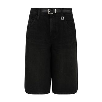 Wooyoungmi Tin-gewaschene G&uuml;rtel-Jeansshorts - - Shorts - Damen - Schwarzk - 4XS
