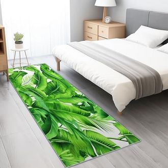 Generic Tapis Couloir Long Antid&eacute;rapant, 60 x 180 cm Interieur Bureau Poil Ras Decoration - Style Aquarelle Feuilles de bananier botaniques Coureur Paillasson