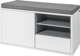 SoBuy FSR37-W Sitzbank mit Sitzkissen Bettbank Schuhschrank Garderobenbank weiß BHT ca: 80x46x35cm