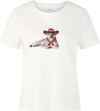 Marc Cain T-Shirt mit Leoparden-Motiv - - Tops - Damen - Wei&szlig; - M