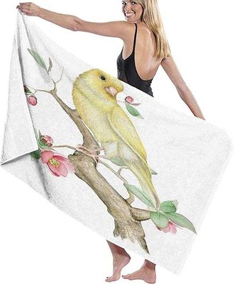 Generic Aquarell Kanarienvogel Velours Badetuch Pflegeleicht Strandtuch Schnelltrocknend Sandfreiem Handtuch F&uuml;r Yoga Badezimmer Sauna 80X130Cm
