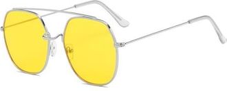 Generic Lunettes De Soleil &Agrave; Monture Large En M&eacute;tal For Hommes, For Les Vacances, Le Sport Et La Conduite(Yellow)