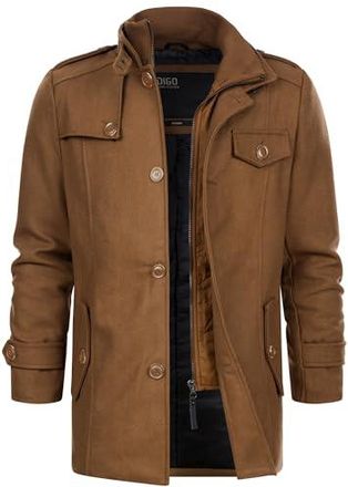 Indicode Hommes Brandon Coat | Manteau court à col montant Camel XL