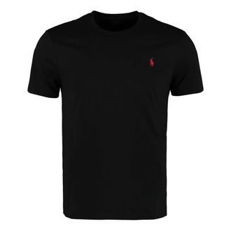 Polo Ralph Lauren Homme, Tops, Noir, Taille: M T-shirt en coton brod&eacute; coupe slim