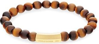 Tommy Hilfiger Jewelry Bracelet en perles pour Homme Avec pierres précieuses donyx ou de oeil de tigre