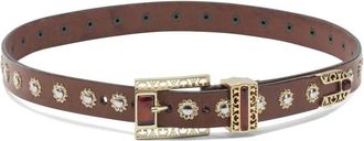 Golden Goose G&uuml;rtel - Embroidered Cowhide Leather Belt - Gr. 90 - in Braun - f&uuml;r Damen