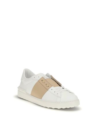 Valentino Garavani Mens Sneaker | Open Vitello Tecnic Calf-Vit Bianco-Sahara Beige-Bianco Bianco/sahara Beige/bianco
