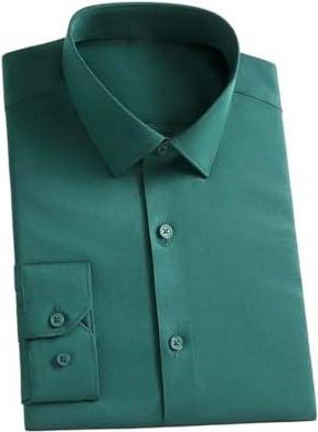 Generic Chemises fines et &eacute;lastiques &agrave; manches longues pour homme, coupe ajust&eacute;e, haut de bureau souple, 7668-23, XXL