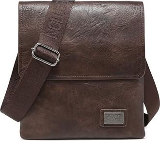 Coveri Collection Sac à rabat pour homme en cuir synthétique, double compartiment, dimensions 25 x 22 x 6 cm, bandoulière personnalisée, ART.CC 5070-11, marron foncé, 2