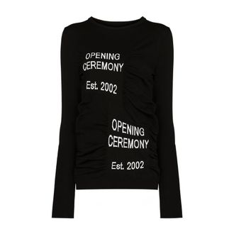 Opening Ceremony Femme, Tops, Noir, Taille: 42 FR Box Logo Wrinkles Tech Top