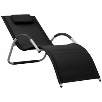 vidaXL Vidaxl - Chaise longue textil&egrave;ne noir et gris