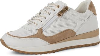 Marco Tozzi Damen Sneaker flach mit Lederanteil Freizeit, Mehrfarbig (White/Dune), 39 EU