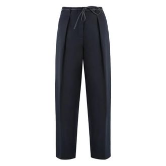 Yves Salomon G&uuml;rtel-Cropped Hose aus Wollmischung - - Trousers - Damen - Blau - S