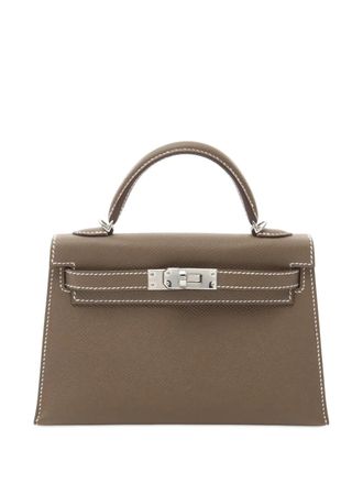 Herm&egrave;s 2024 mini Epsom Kelly II Sellier Handtasche - Braun