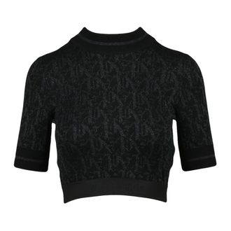 Palm Angels Femme, Pulls, Noir, Taille: 40 FR Maglia corta in lam&egrave;